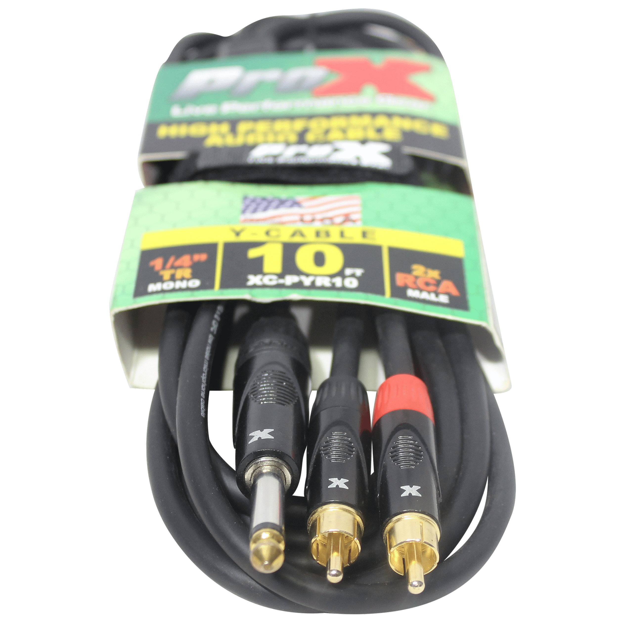 10 Ft. Unbalanced 1/4" TS-M to Dual RCA-M High Performance Audio Y ...