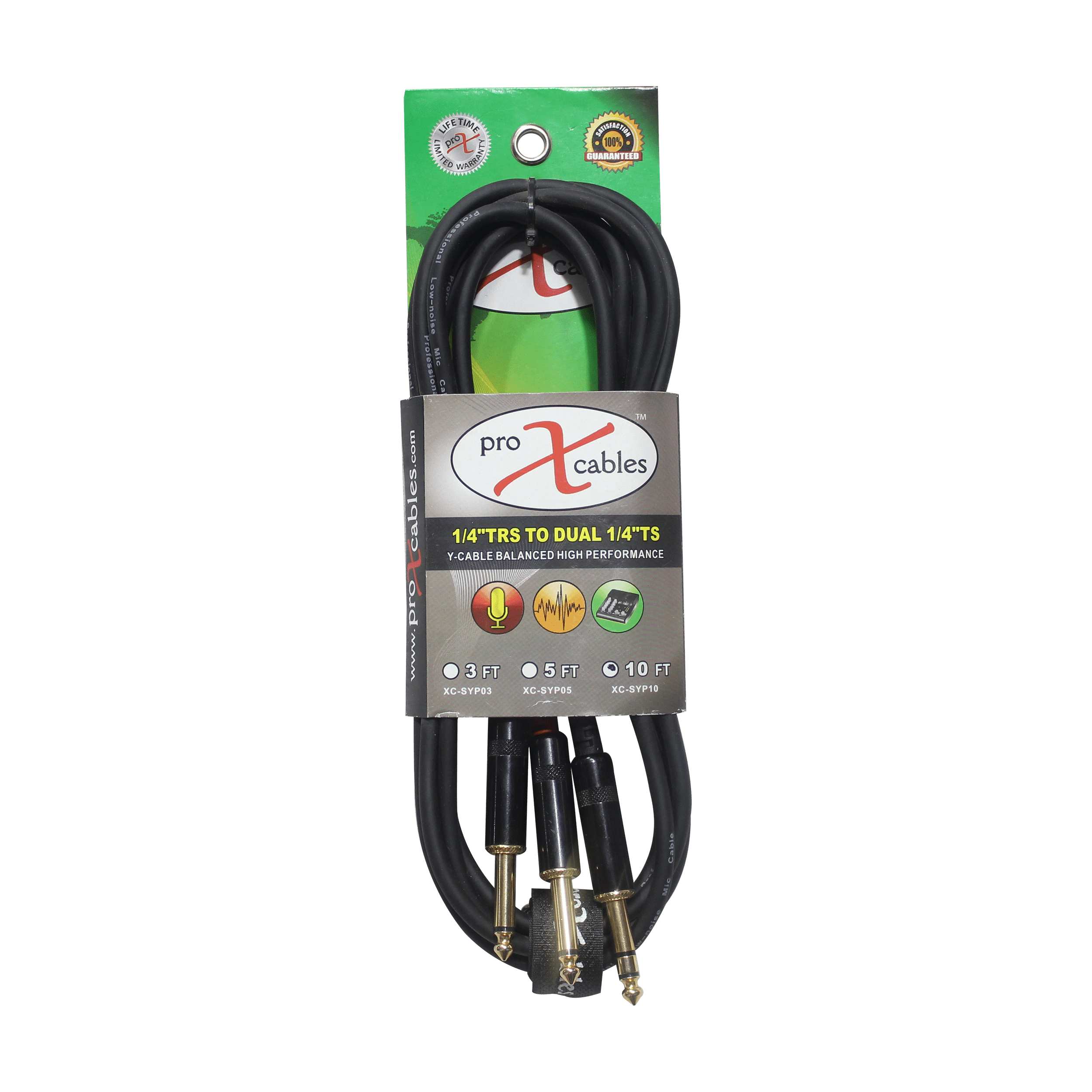 10 Ft. Unbalanced TRS-M Stereo to Dual TS High Performance Audio Y ...