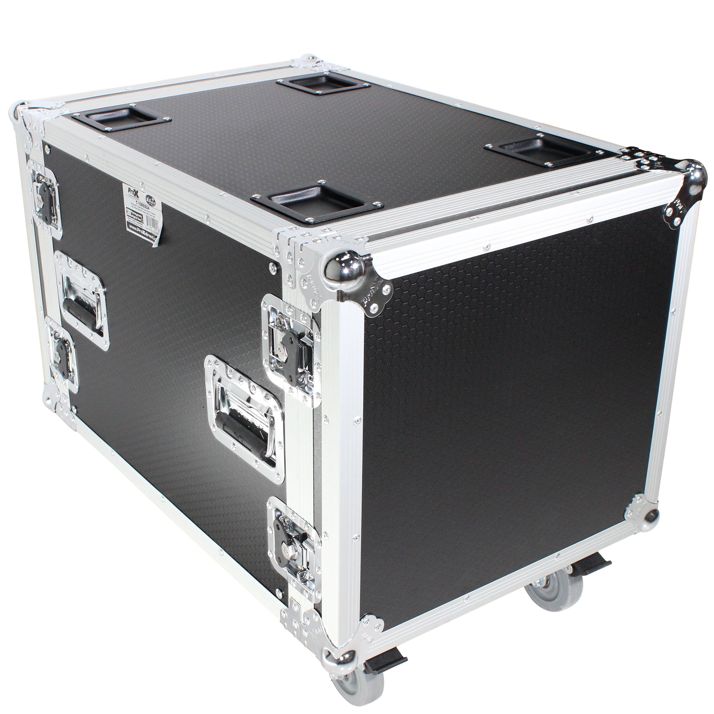 10U Space Rack Mount Flight Case 24 Inch Depth W-Casters - GTR Direct