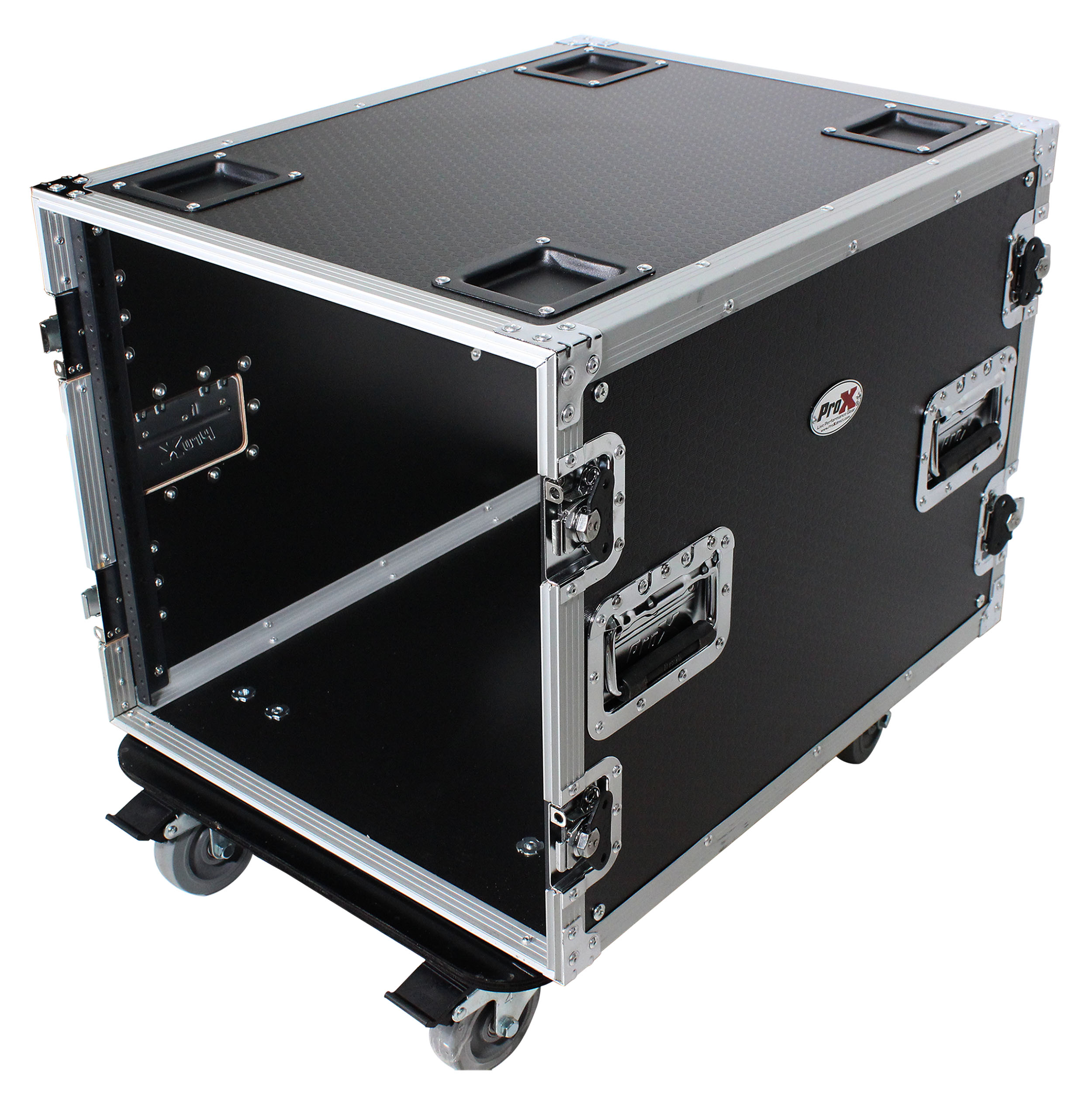 10U Space Rack Mount Flight Case 24 Inch Depth W-Casters - GTR Direct