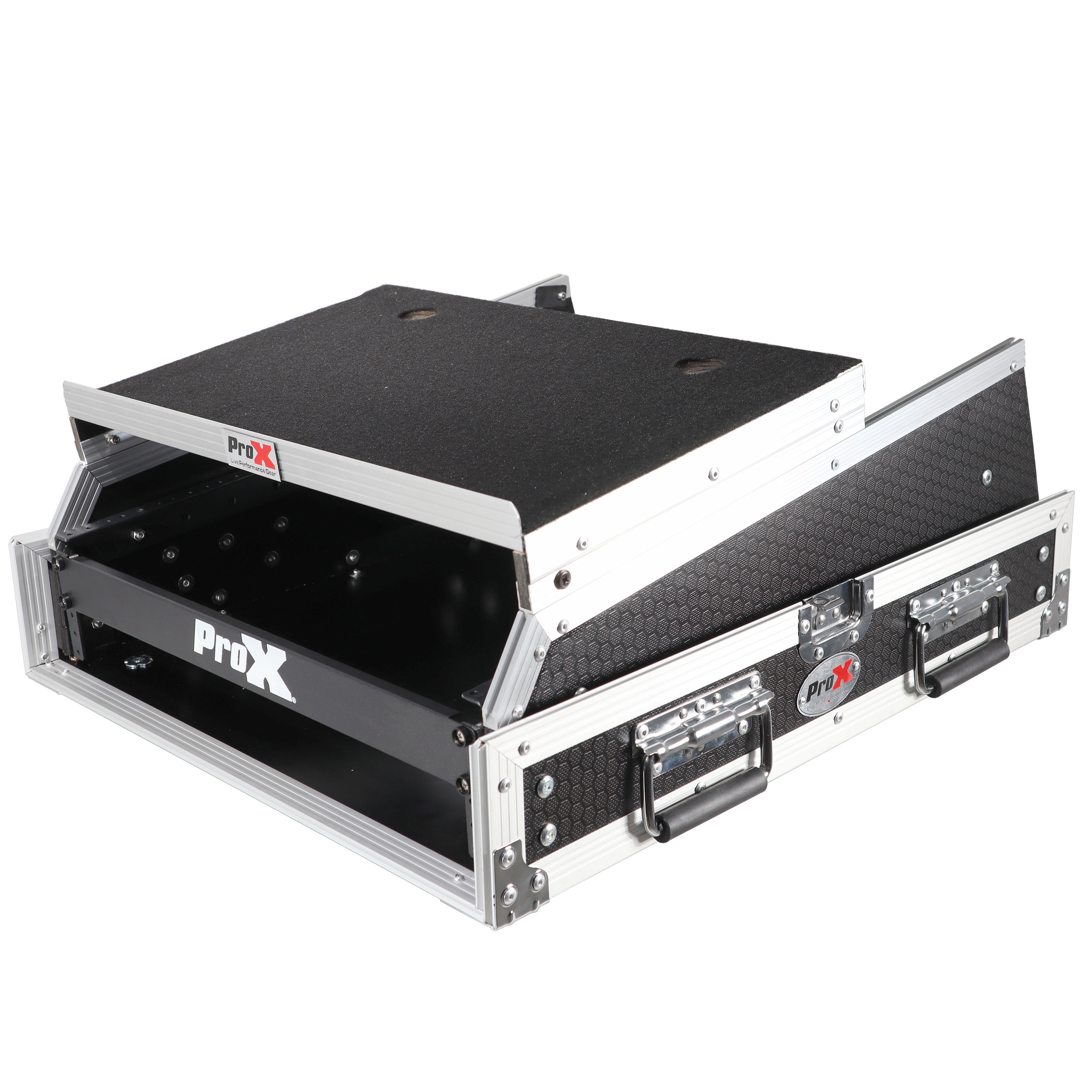 13U Top Mixer-DJ 2U Rack Combo Flight Case W-Laptop Shelf - GTR Direct