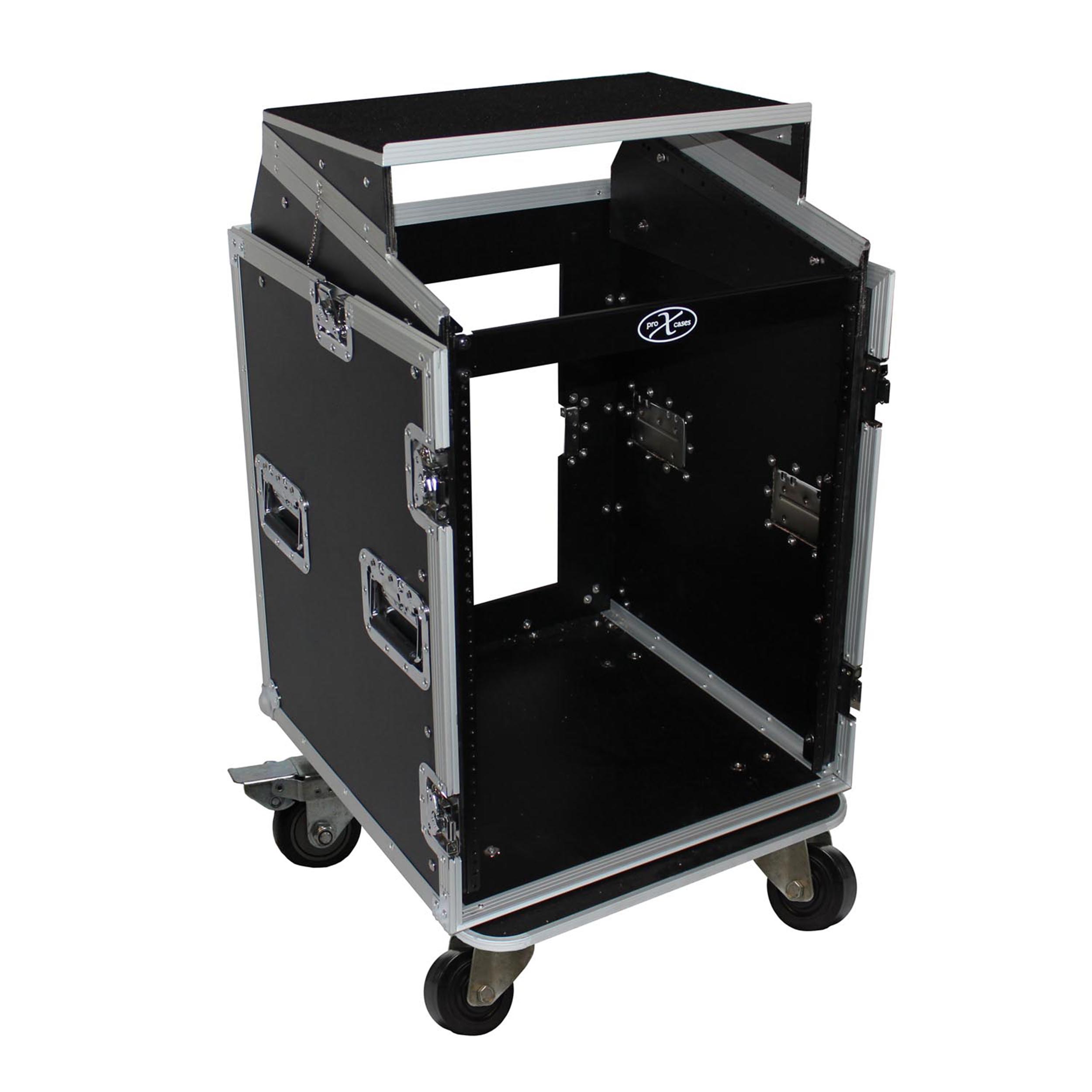 14U Rack x 10U Top Mixer DJ Combo Flight Case w/Laptop Shelf - GTR Direct