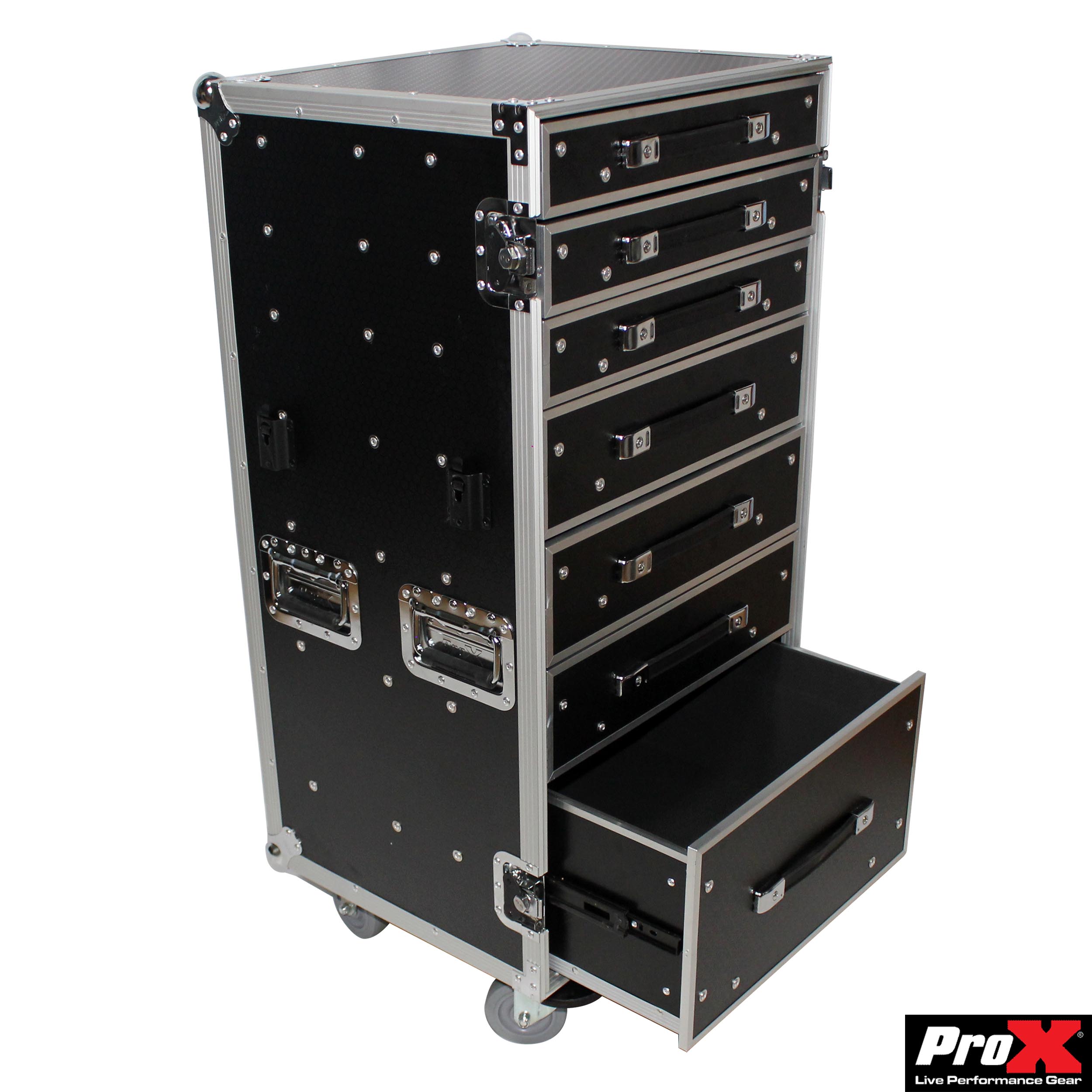 7 Drawer Workstation Case W-Folding Lid Side Table on Wheels - GTR Direct