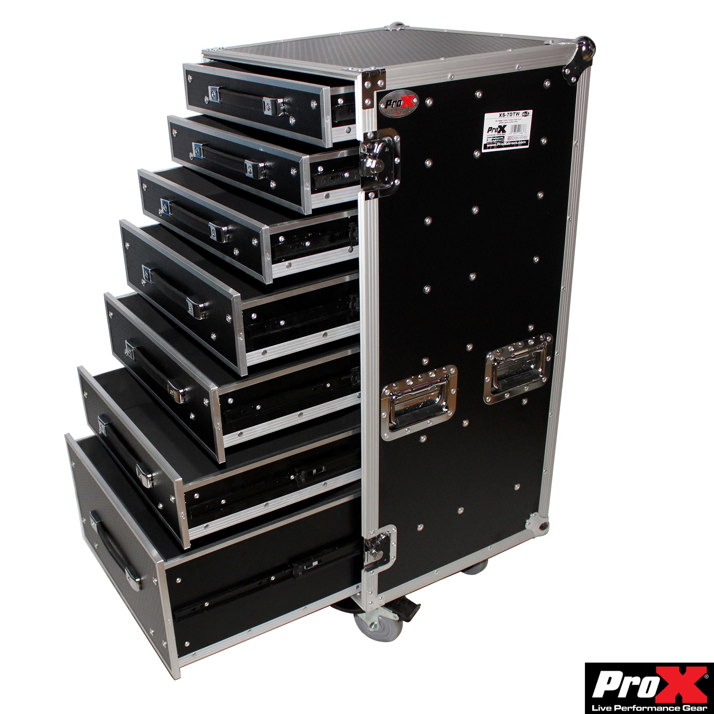 7 Drawer Workstation Case W-Folding Lid Side Table on Wheels - GTR Direct