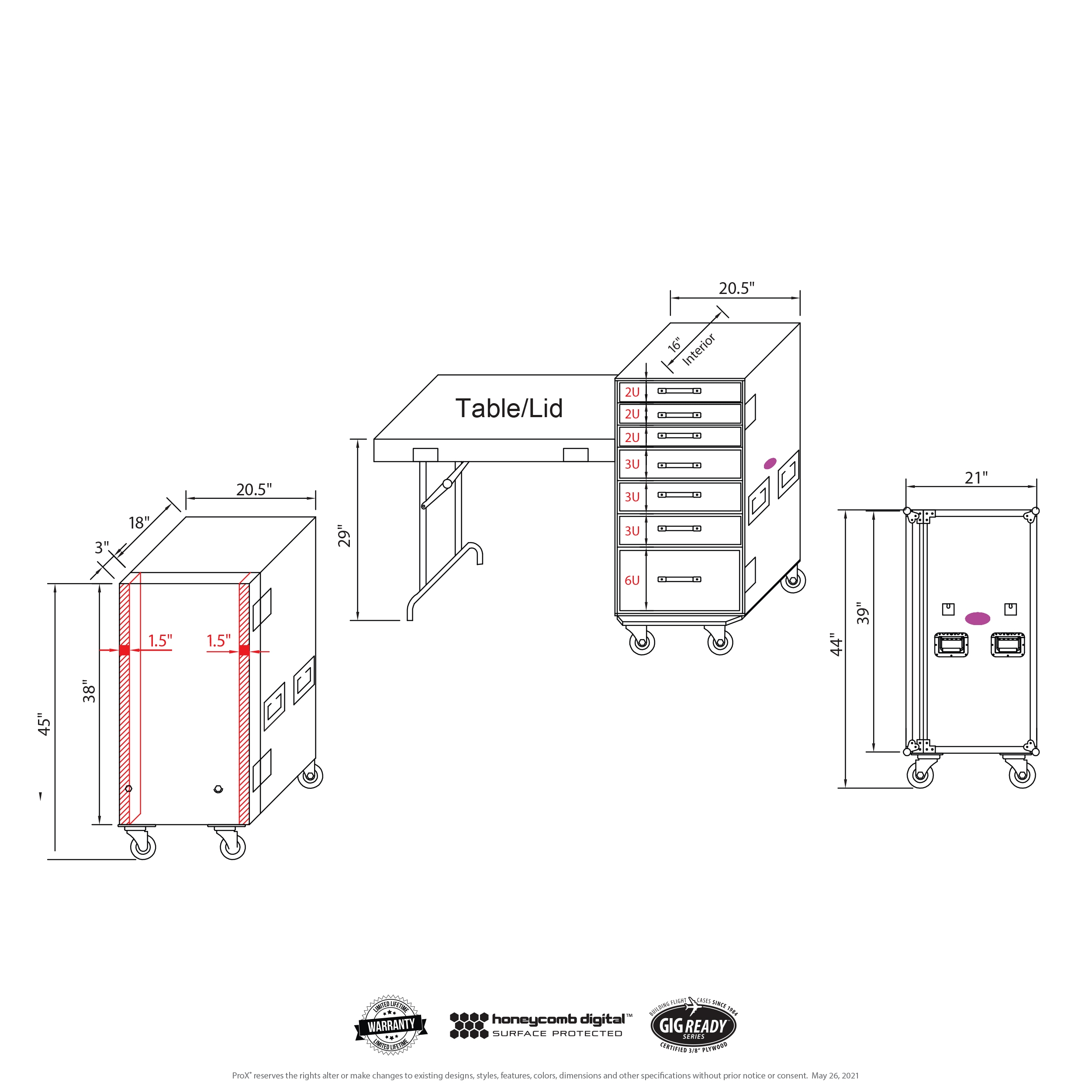 7 Drawer Workstation Case W-Folding Lid Side Table on Wheels - GTR Direct