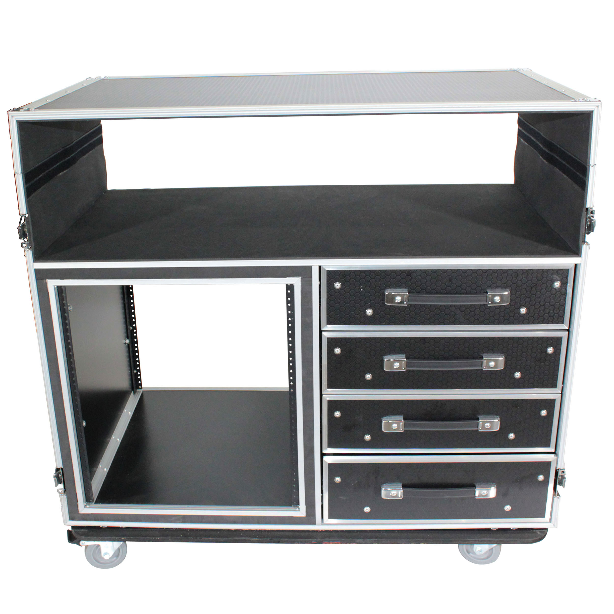 Dual-Table Case And Mixing Console Workstation W-Casters - GTR Direct