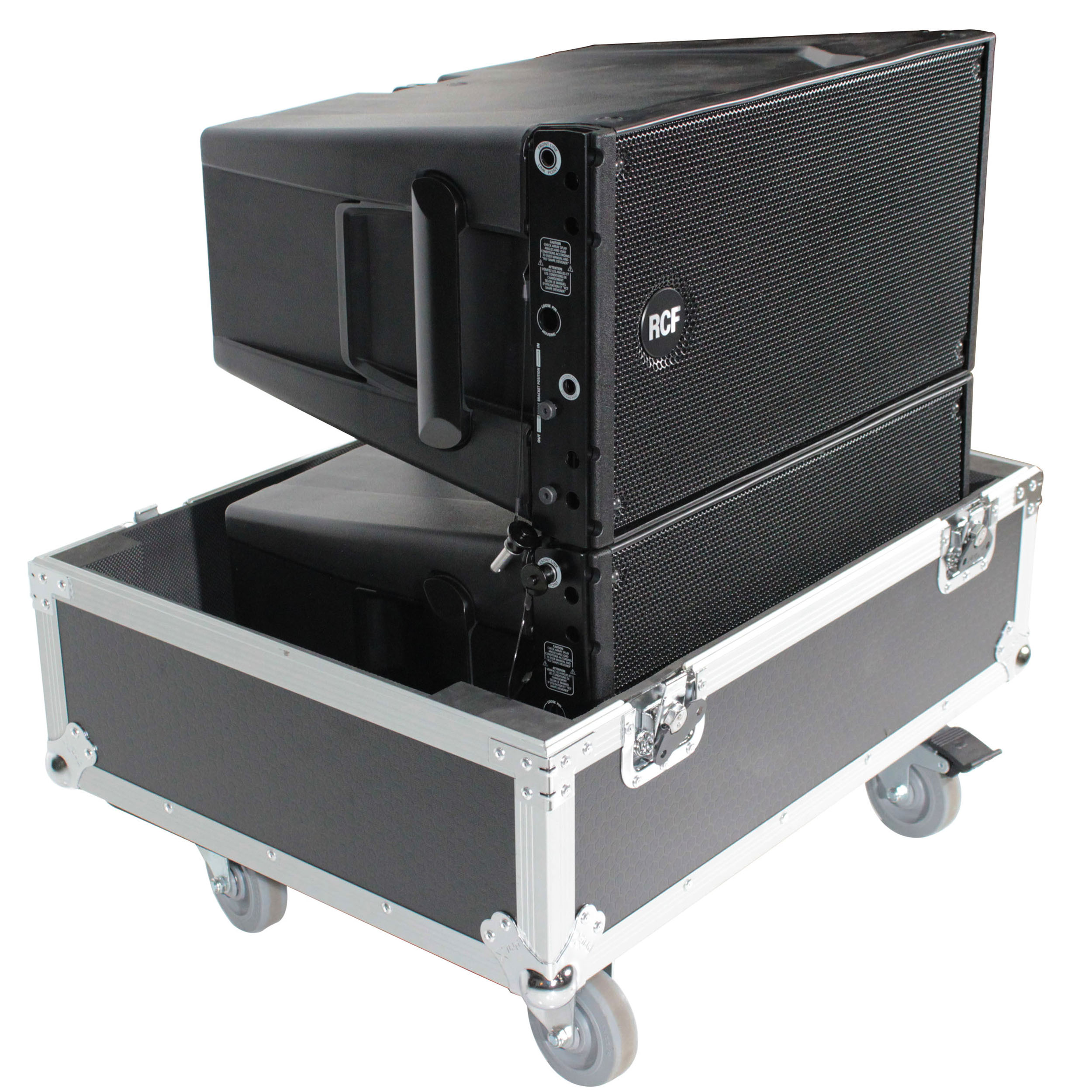 Fits 2x RCF HDL 10-A Line Array Speakers Flight Case with 4 inch Wheels - GTR Direct