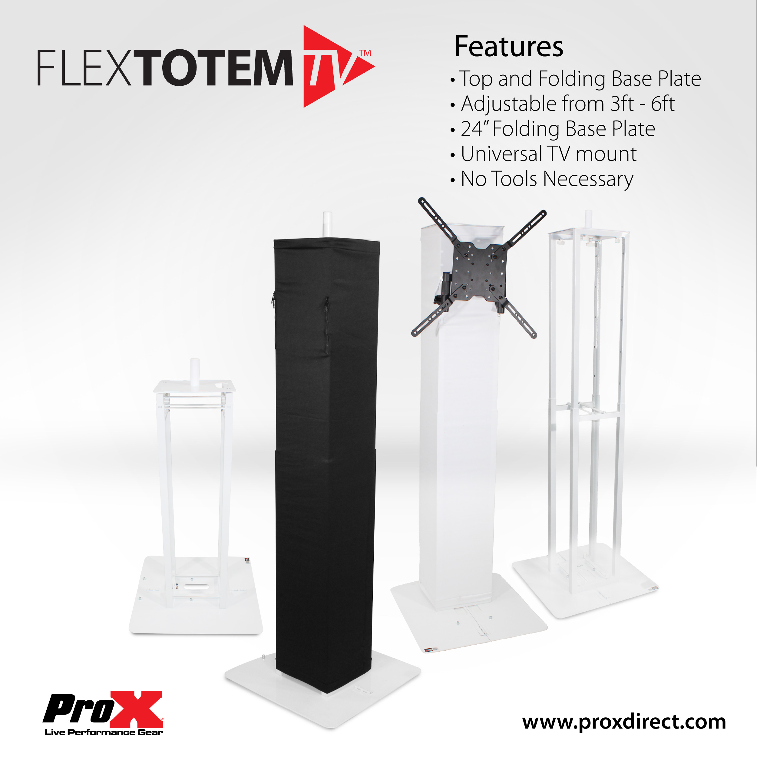 Flex Totem TV - 3ft to 6ft Height Adjustable Totem Stand Incl. TV Mount ...