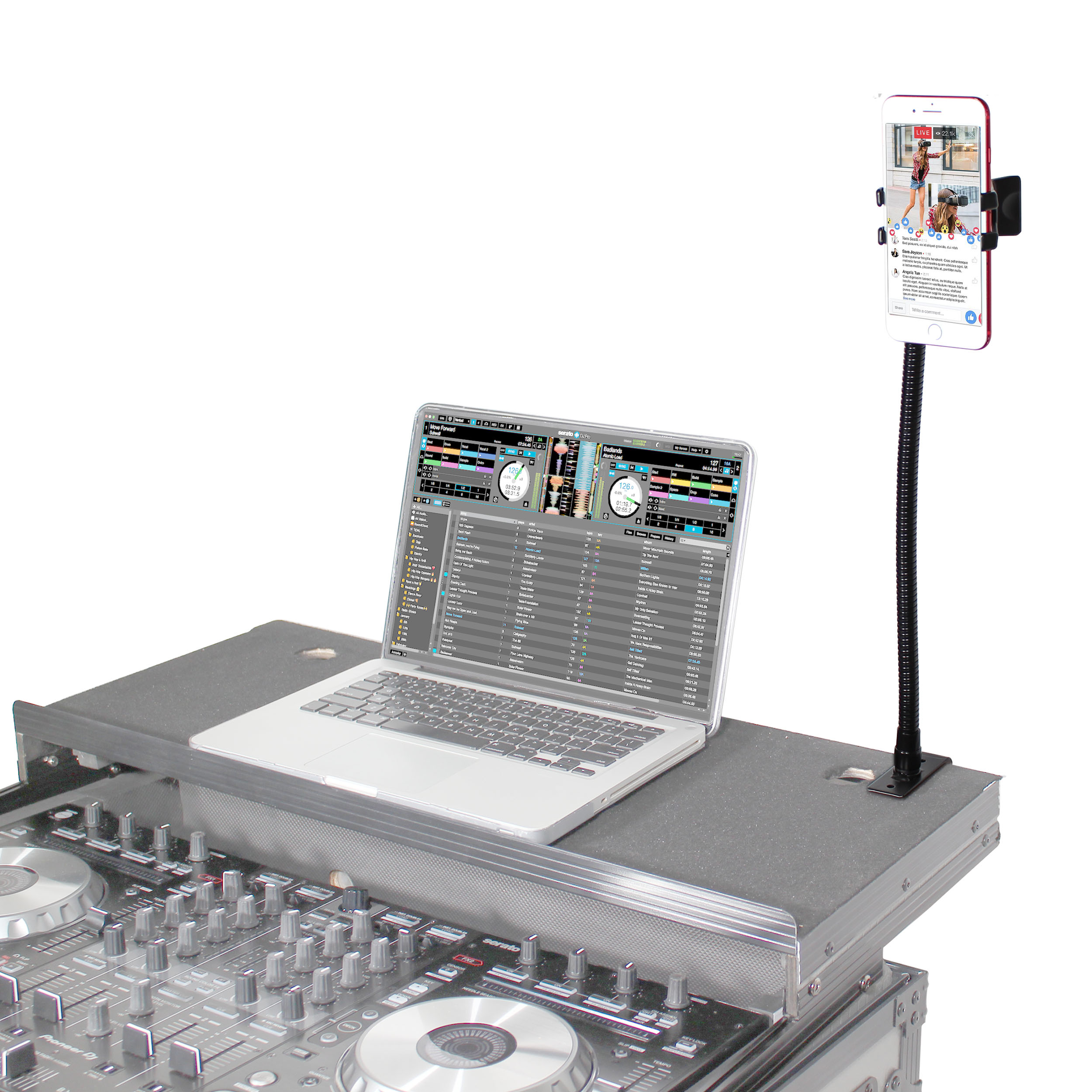 Mobi Buddy Hands Free Mobile Device Clip Kit DJ Cellphone holder Selfie ...