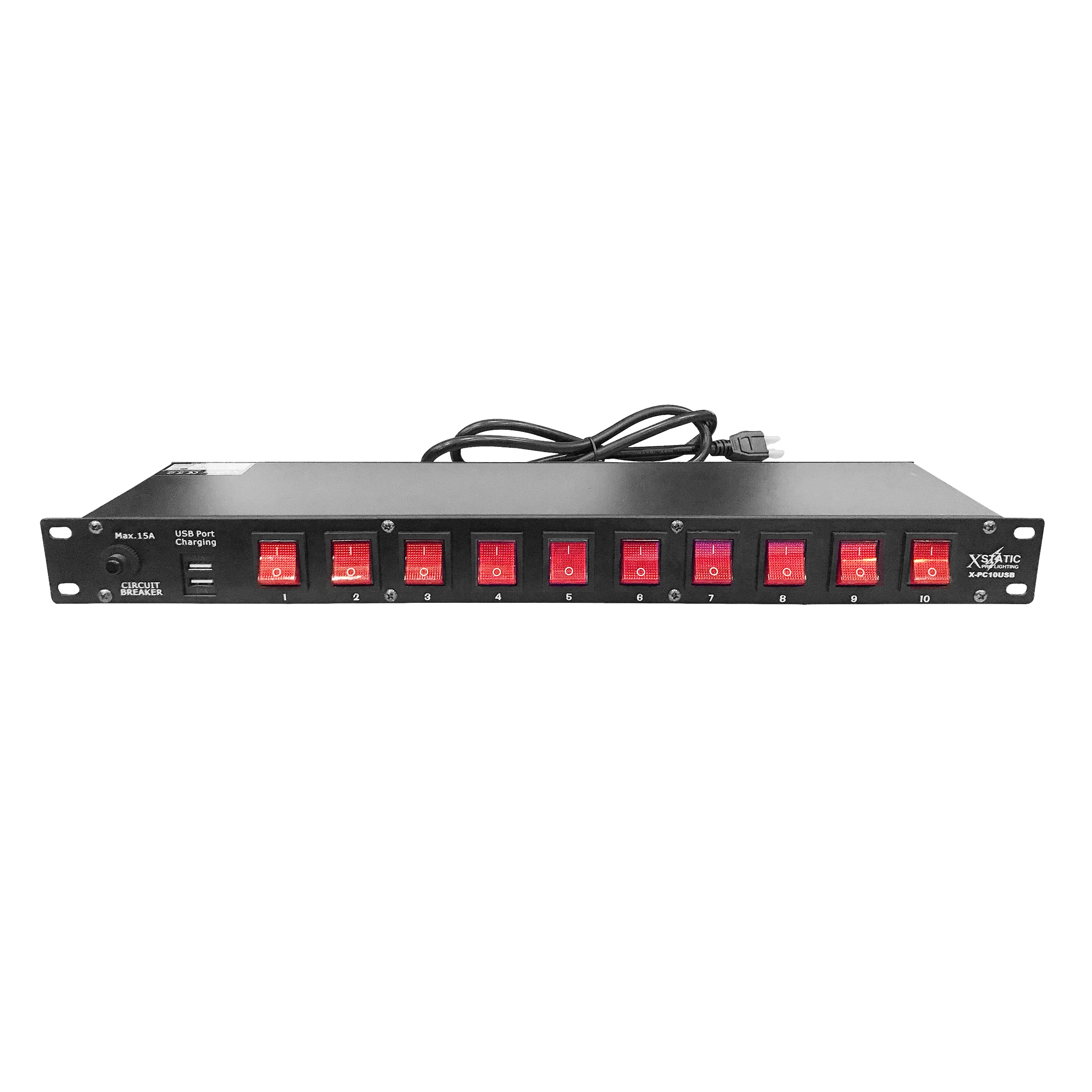 Power Center™ 10 Plug Rack Mount Power Distribution Switch With 2 USB ...