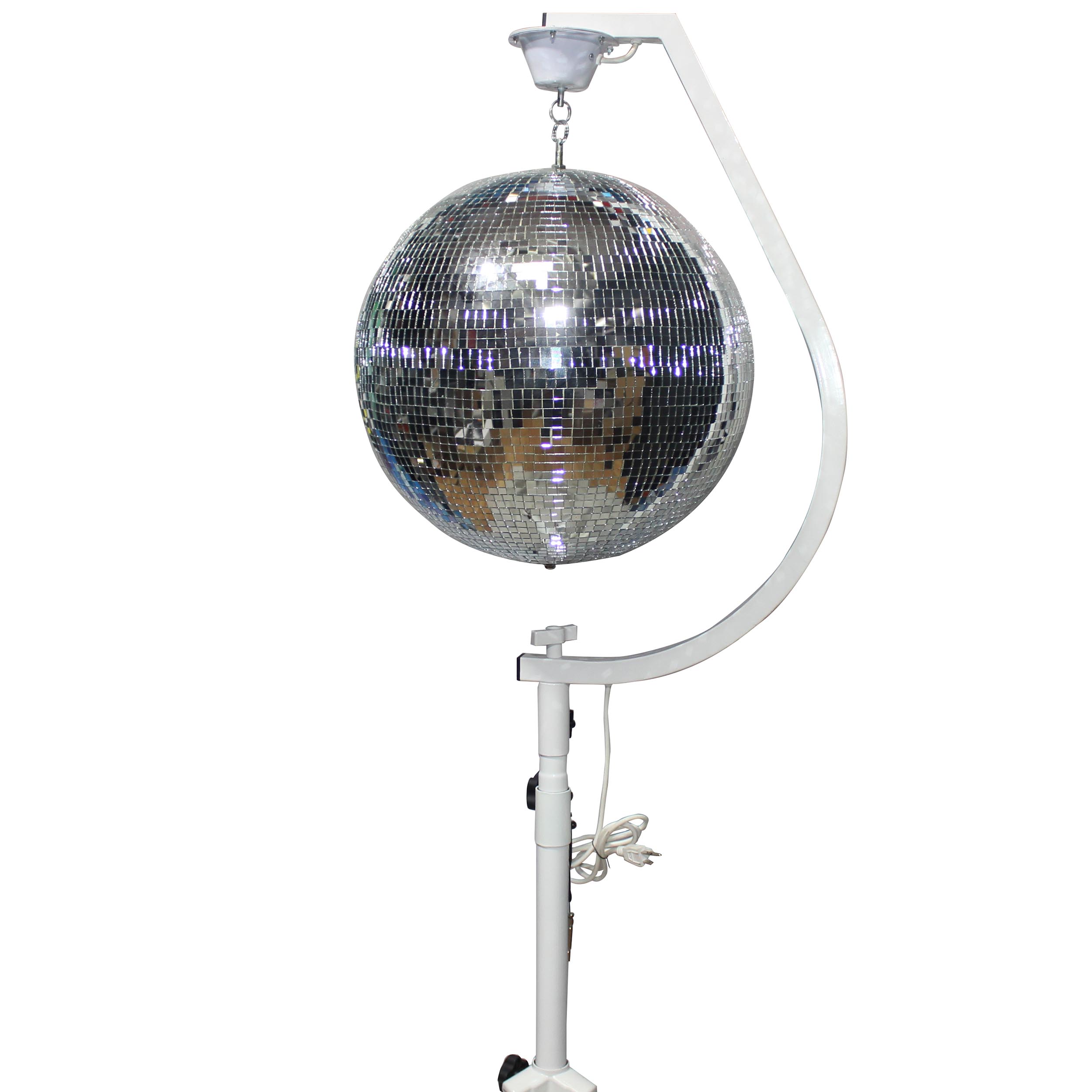 White 20" Mirror Ball Free-Standing Hook with 1 RPM Motor - GTR Direct