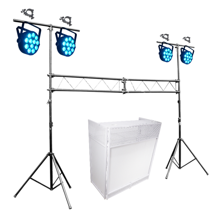 Portable DJ Booth and DJ Lights Bundle: Par Can Lights, Truss, Vista ...